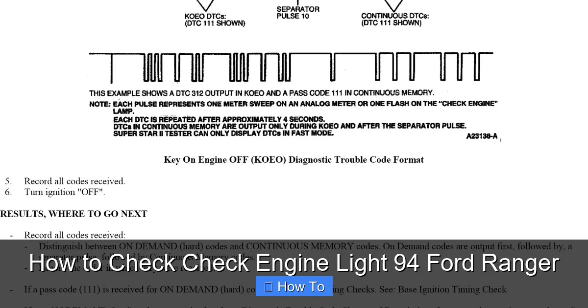 How to Check Check Engine Light 94 Ford Ranger - enginelightfixers.com